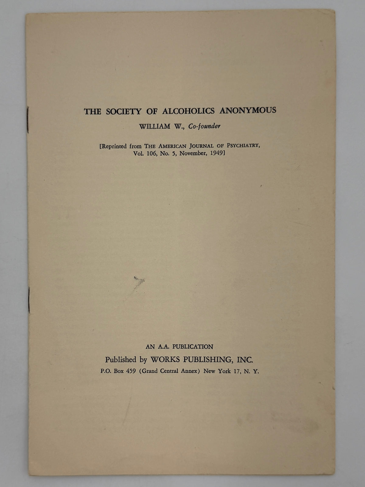 The Society of Alcoholics Anonymous - Pamphlet — Recovery Collectibles
